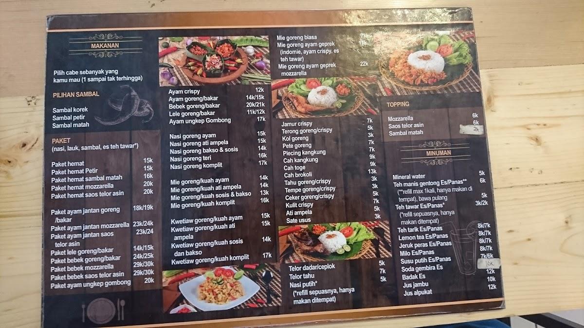 Menu at Sambal Petir Bang Oda restaurant, East Jakarta
