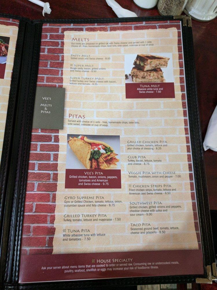 Menu at Vee's Grill & Coney Island restaurant, Zeeland