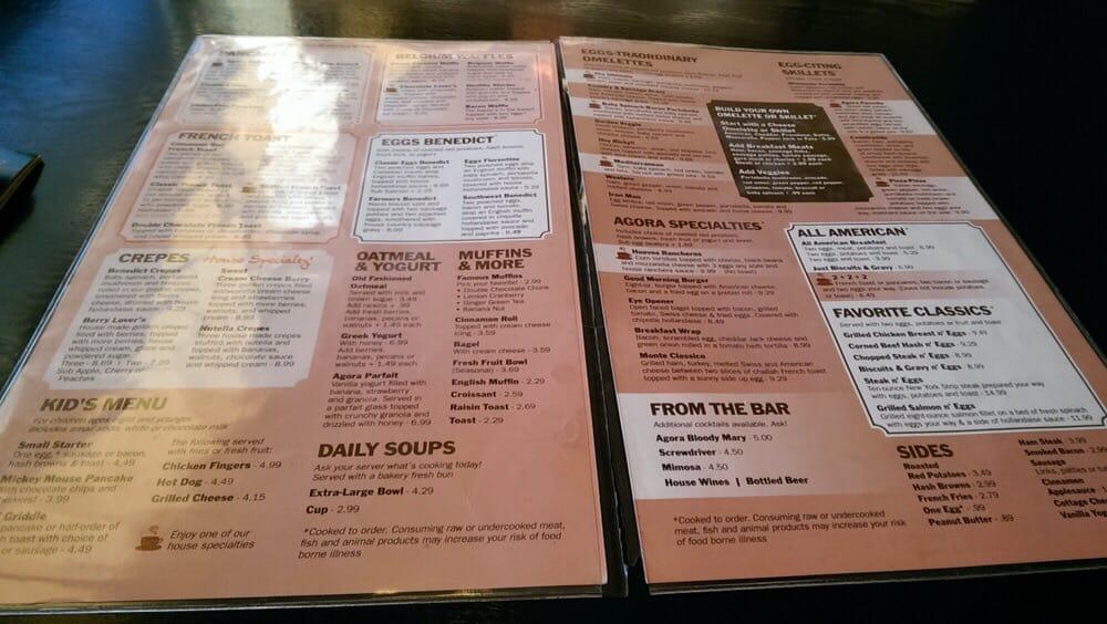 Menu at Café Agora cafe, Menomonee Falls