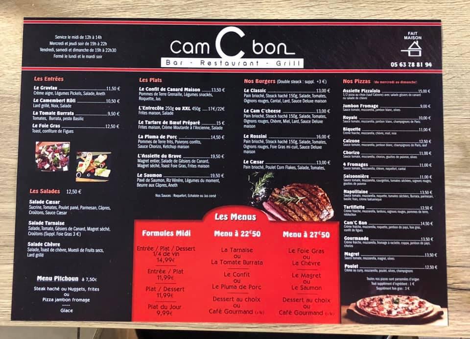 Menu at Cam C Bon restaurant, Cambon