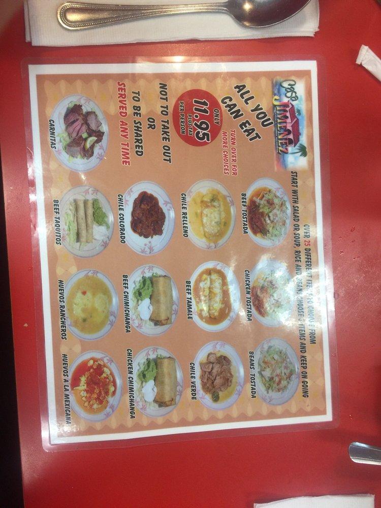 Menu at Casa Jimenez restaurant, Fontana