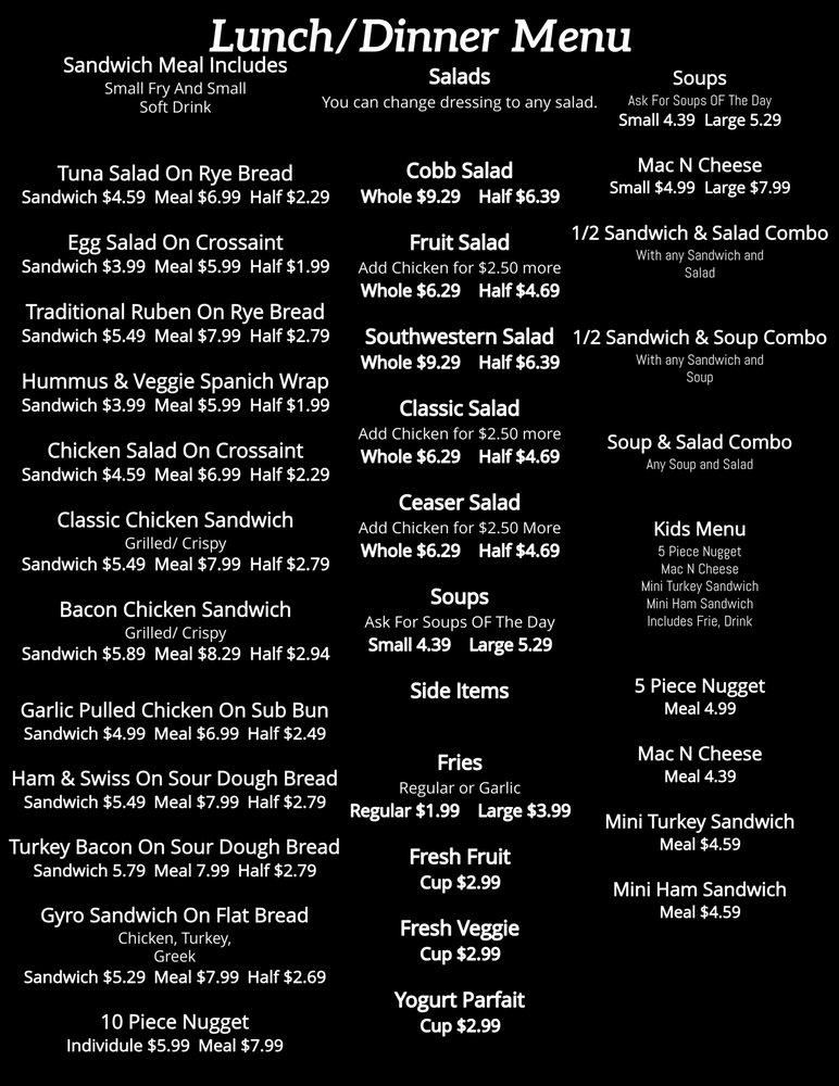 Menu at Chicago Post Cafe, Toledo