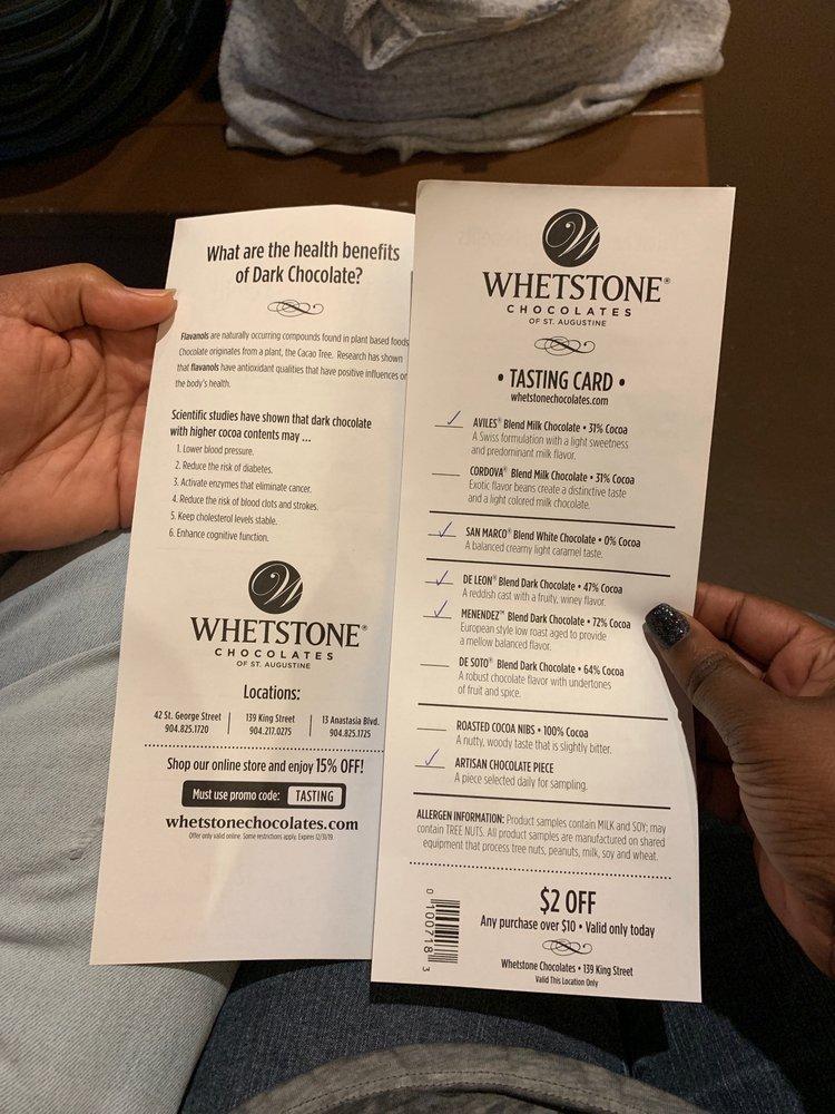 Carta del restaurante Whetstone Chocolates Store and Tasting Tour, San ...