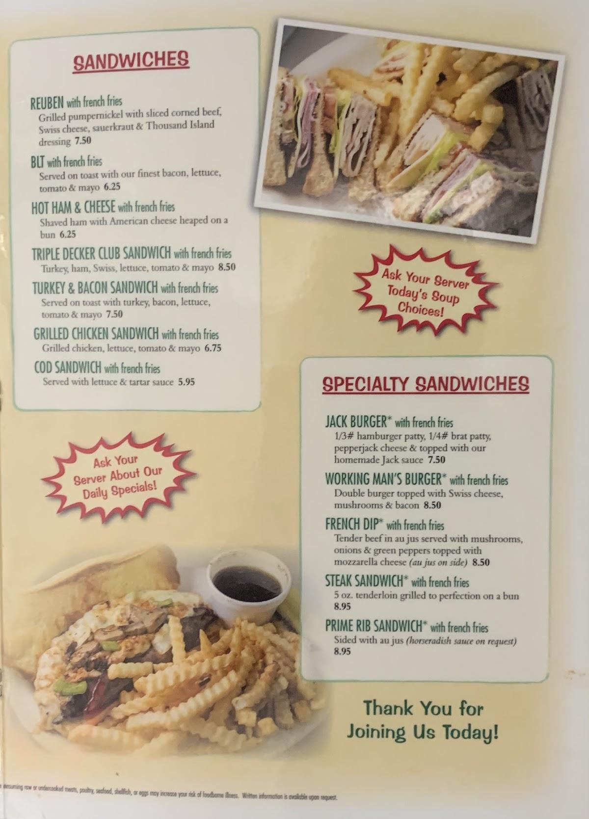Menu at Edgewater pub & bar, Marinette