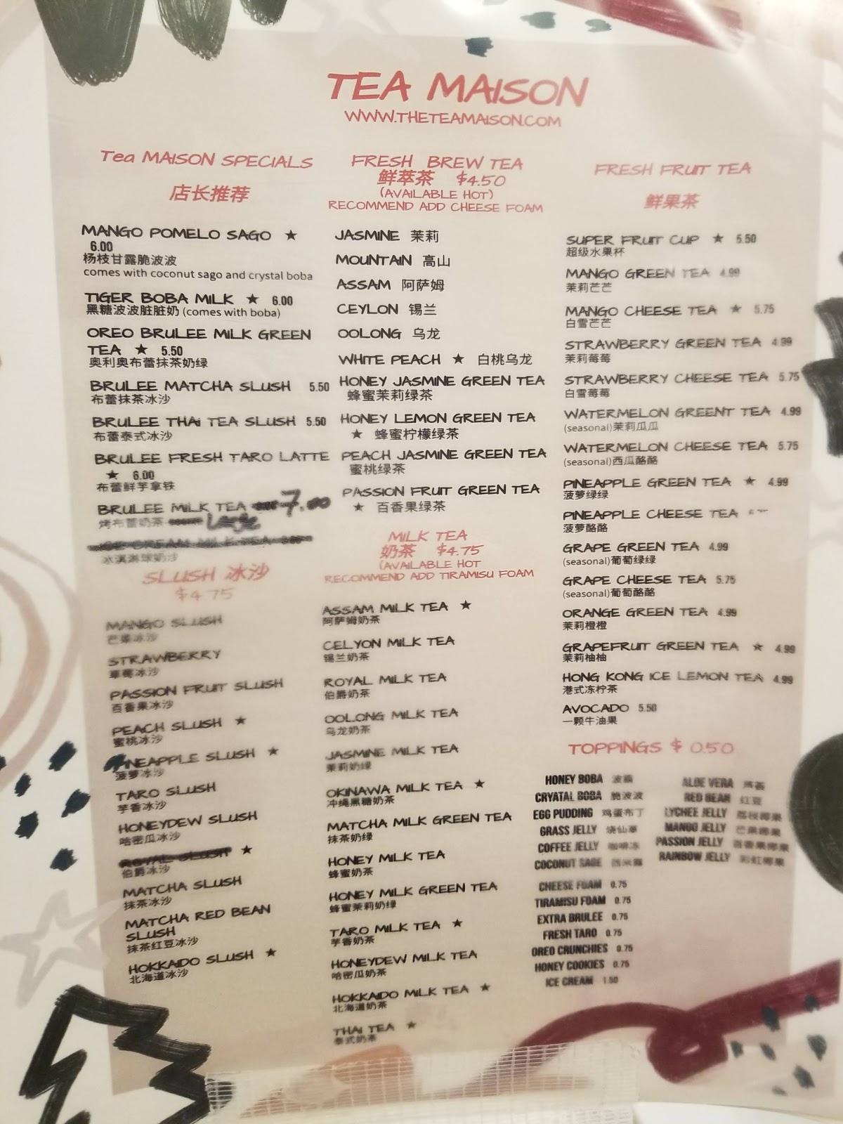 Menu at Tea Maison pub & bar, Las Vegas, Spring Mountain Rd Suite# 108