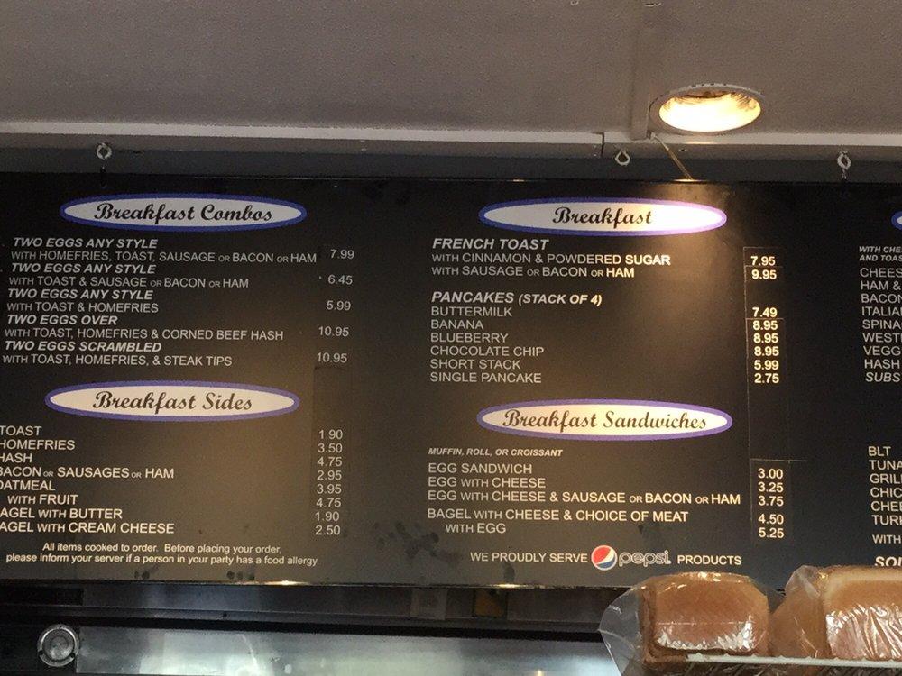 Menu at Anthony's Cafe, Boston