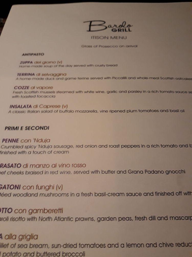 Menu at Barolo Italian Bar & Kitchen, Glasgow