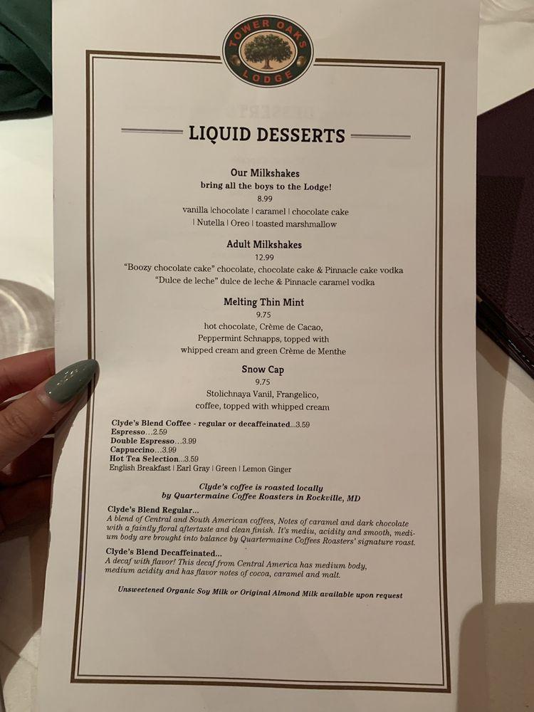 Menu at Clyde's Tower Oaks Lodge pub & bar, Rockville