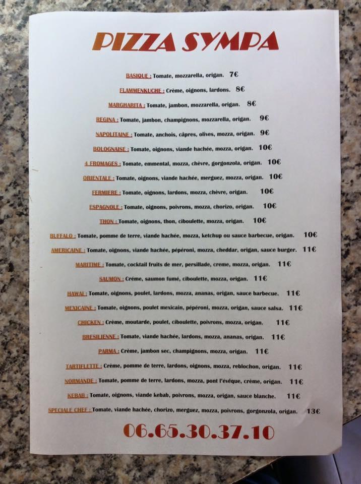 Menu at DAVID PIZZA SYMPA, Saint-Martin-aux-Chartrains