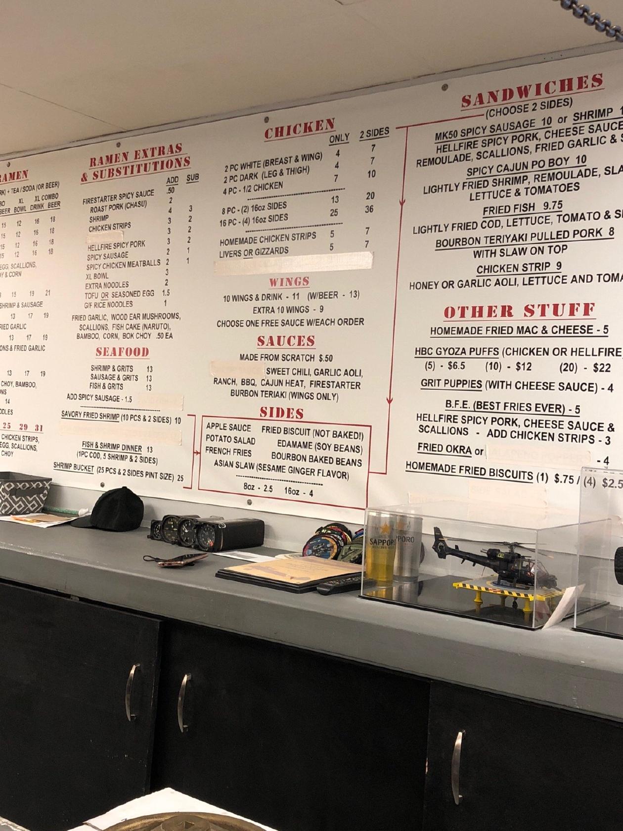 Menu at The Hangar Bay Café and Gallery restaurant, Jacksonville