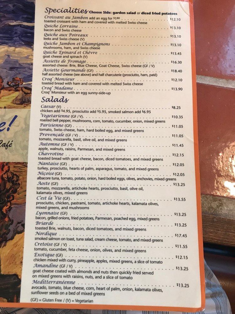 Menu at Mademoiselle Paris - French restaurant and bakery, Sarasota ...