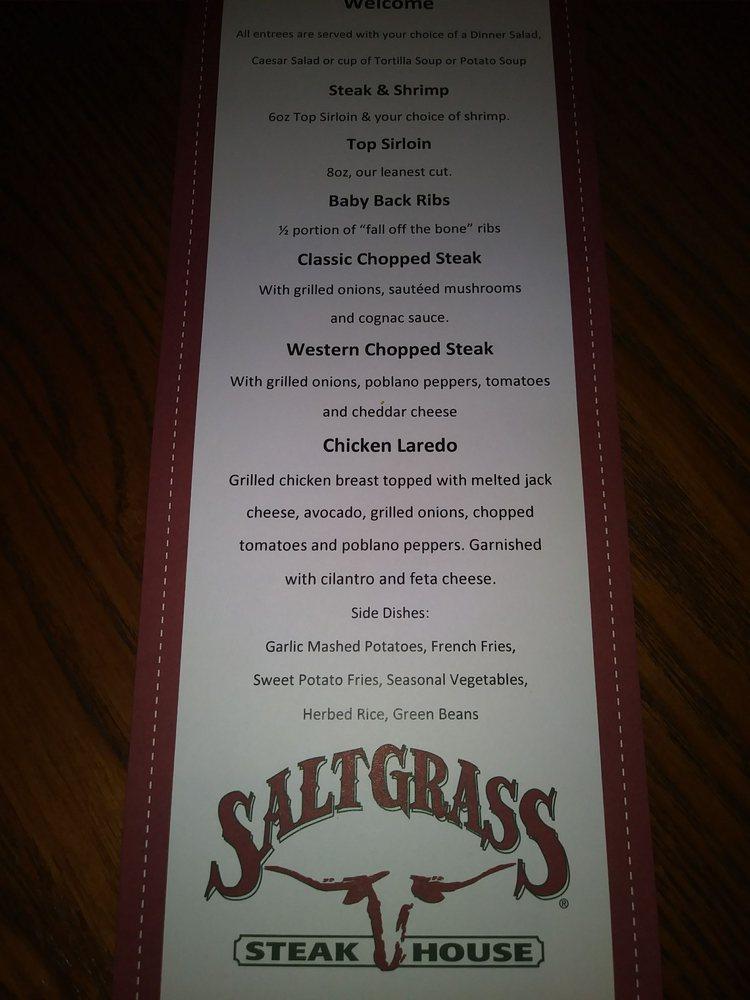 Menu at Saltgrass Steak House steakhouse, McKinney