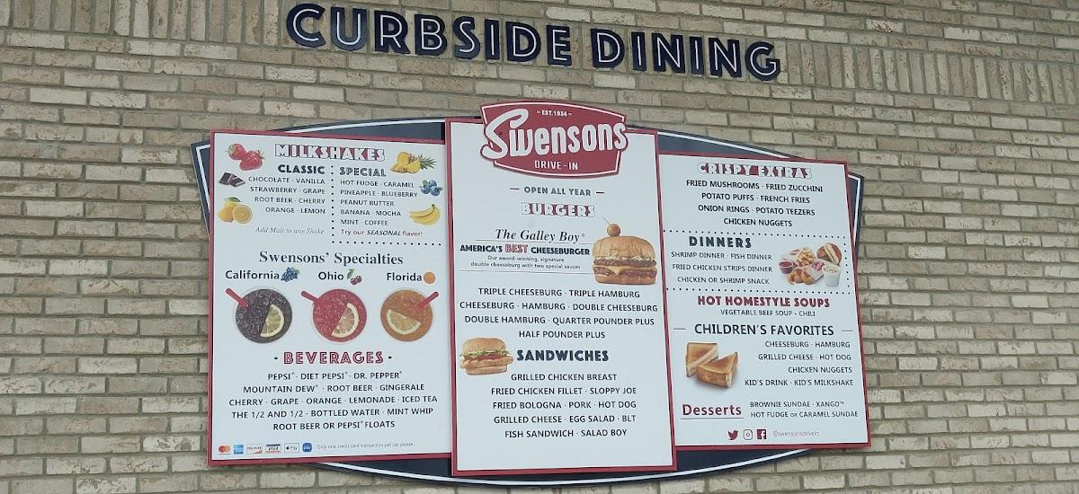 Menu at Swensons Drive-In fast food, Columbus, Ikea Wy