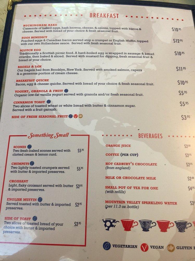 Menu at The English Tea Room & Eatery restaurant, Covington