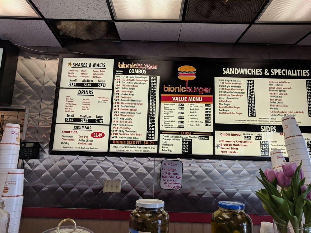 Menu at Bionic Burger restaurant, Wichita, S Meridian Ave
