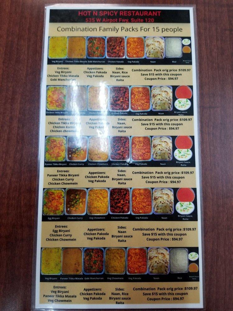Menu at Hot & Spicy restaurant, Irving