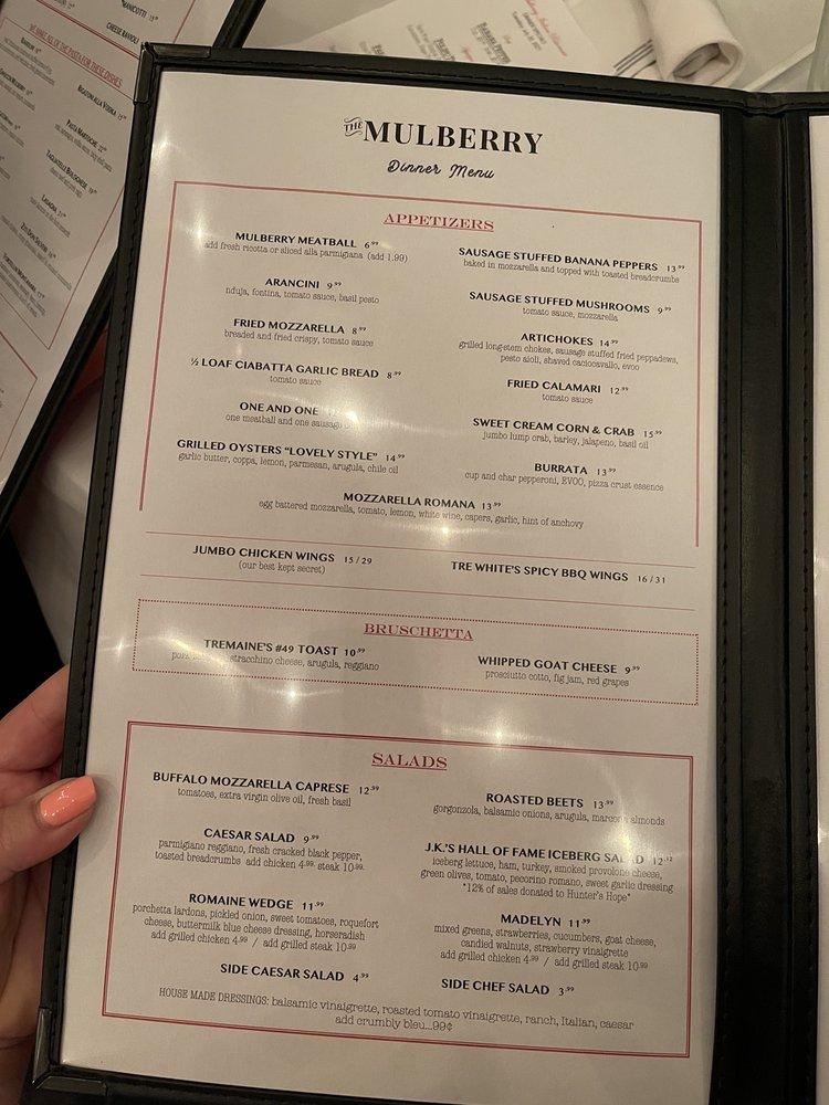 Menu at Mulberry Italian Ristorante pub & bar, Lackawanna