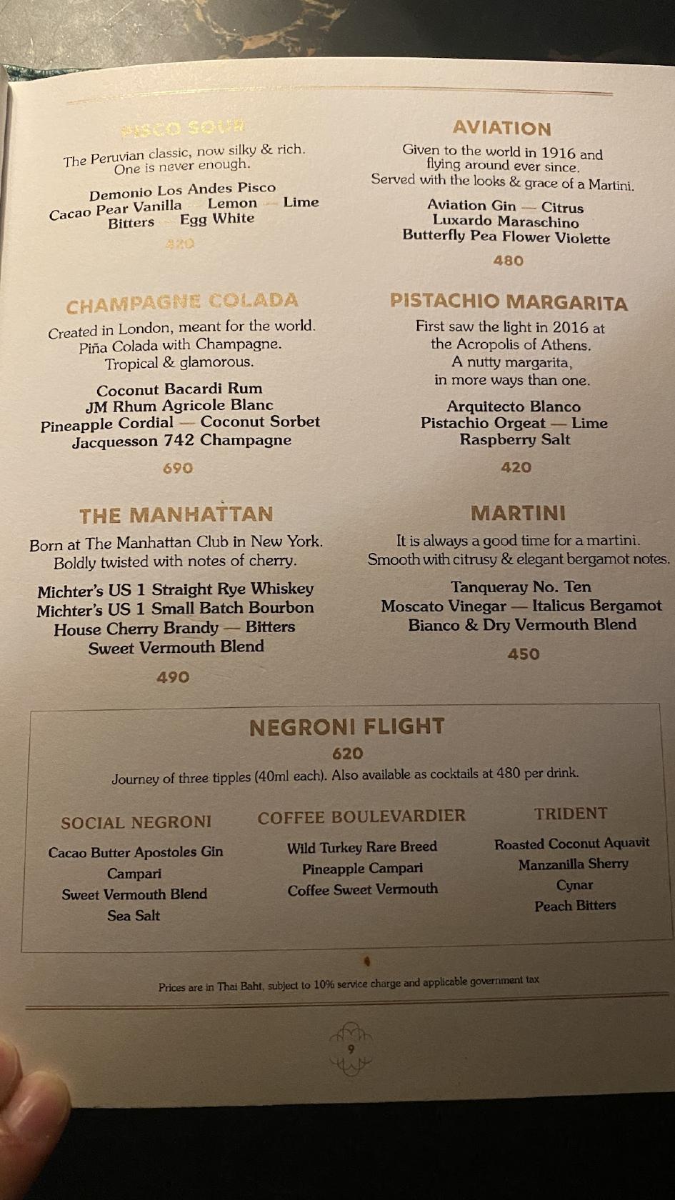 Menu at BKK Social Club, Bangkok
