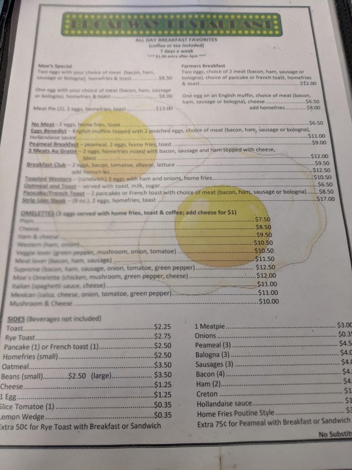 Menu at Broadway Restaurant, Timmins