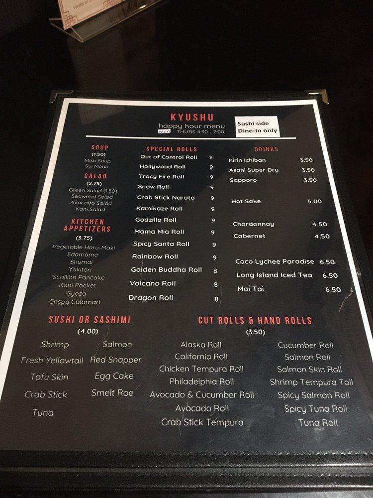 Menu at Kyushu Hibachi Steakhouse and Sushi, Fort Worth