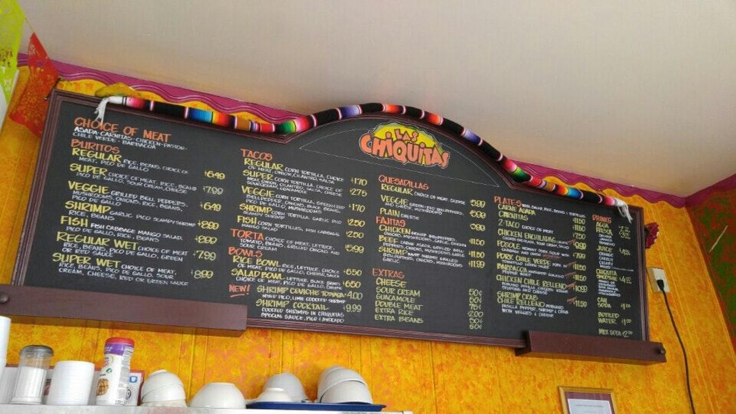 Menu at Las Chiquitas restaurant, Redwood City