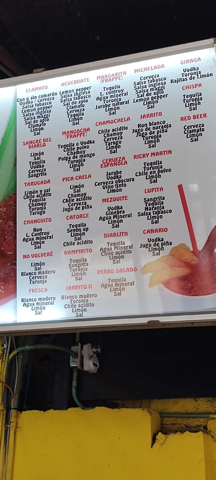 Carta del pub y bar Oscar's Drinks, Santiago, Carretera Nacional km 254