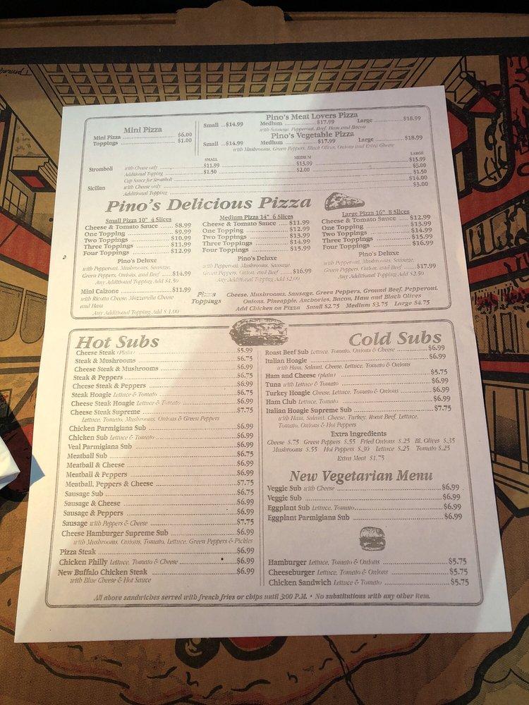 Menu at Pino's Pizza pizzeria, Courtland