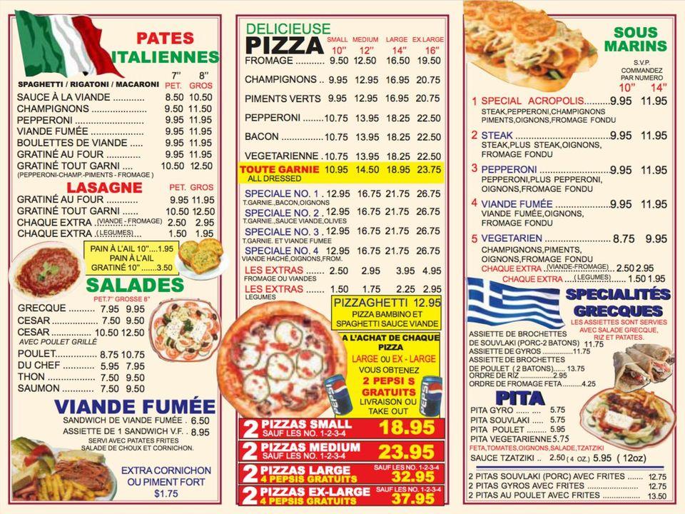 Menu at Restaurant Acropole, Brossard