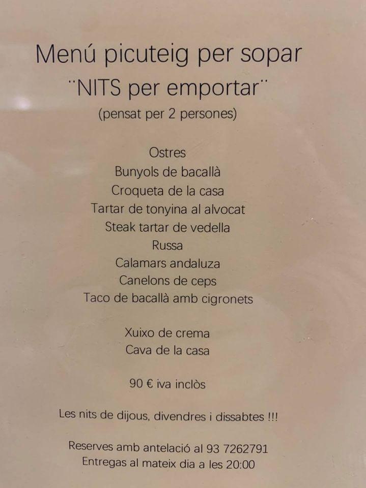 Carta de Restaurant Can Feu, Sabadell