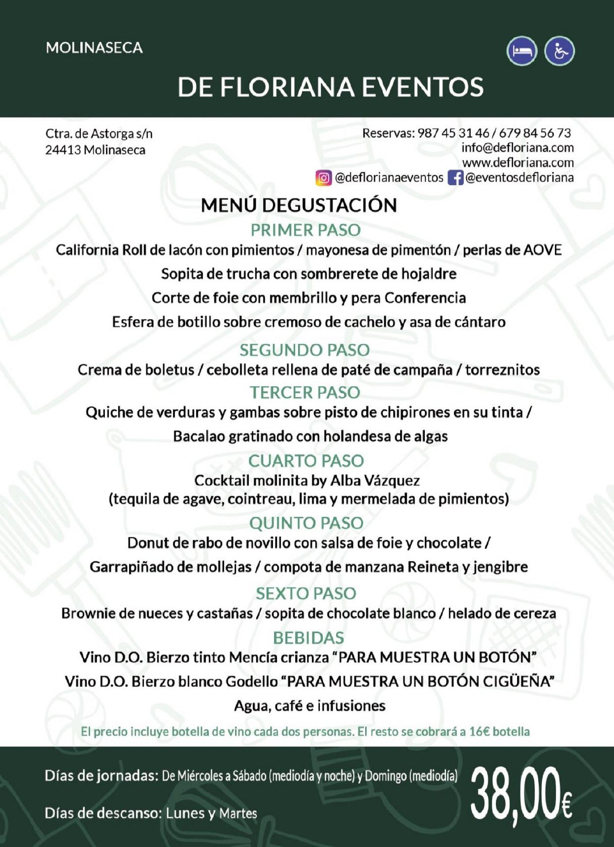 Carta de De Floriana | Restaurante, Molinaseca