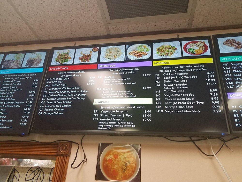 Menu at Tokyo Garden restaurant, Mill Creek