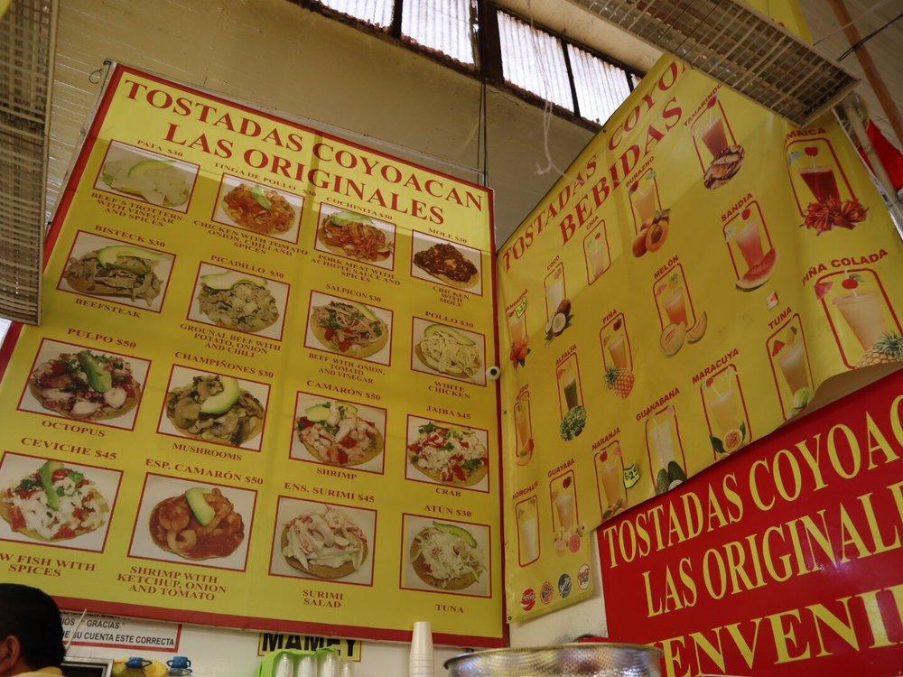 Carta del restaurante Tostadas Coyoacán "Las Originales", Ciudad del ...