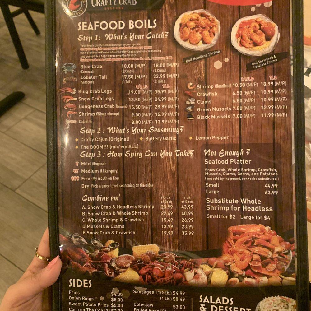 Menu at Crafty Crab Seafood Restaurant, Indianapolis