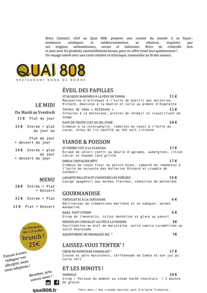Menu au QUAI 808 restaurant, Guilherand-Granges, 808 Boulevard Général ...