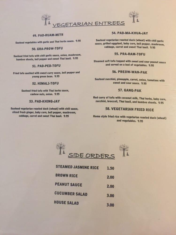 Menu at Sonora Thai Cuisine restaurant, Sonora