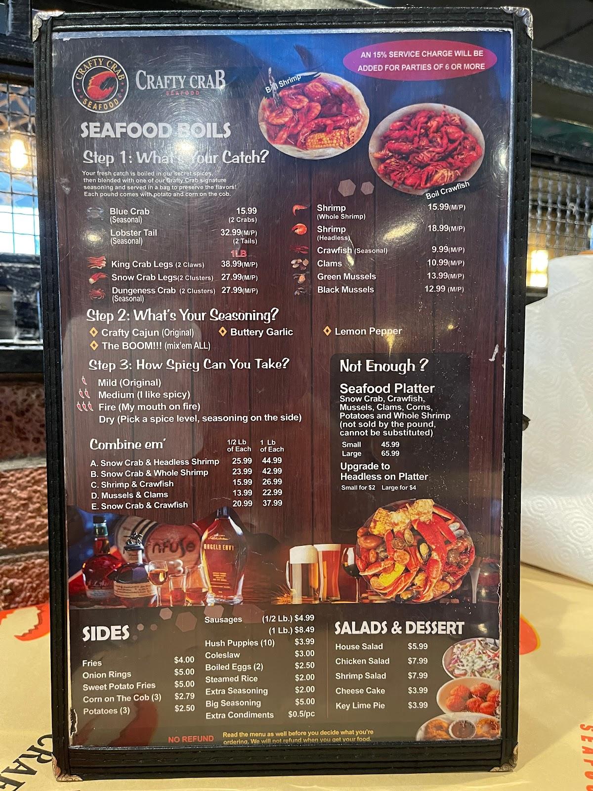 Menu at Crafty Crab restaurant, Houston, Westheimer Rd