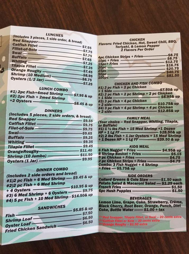 Menu at Eee's N Cee's Fish Market restaurant, Inglewood