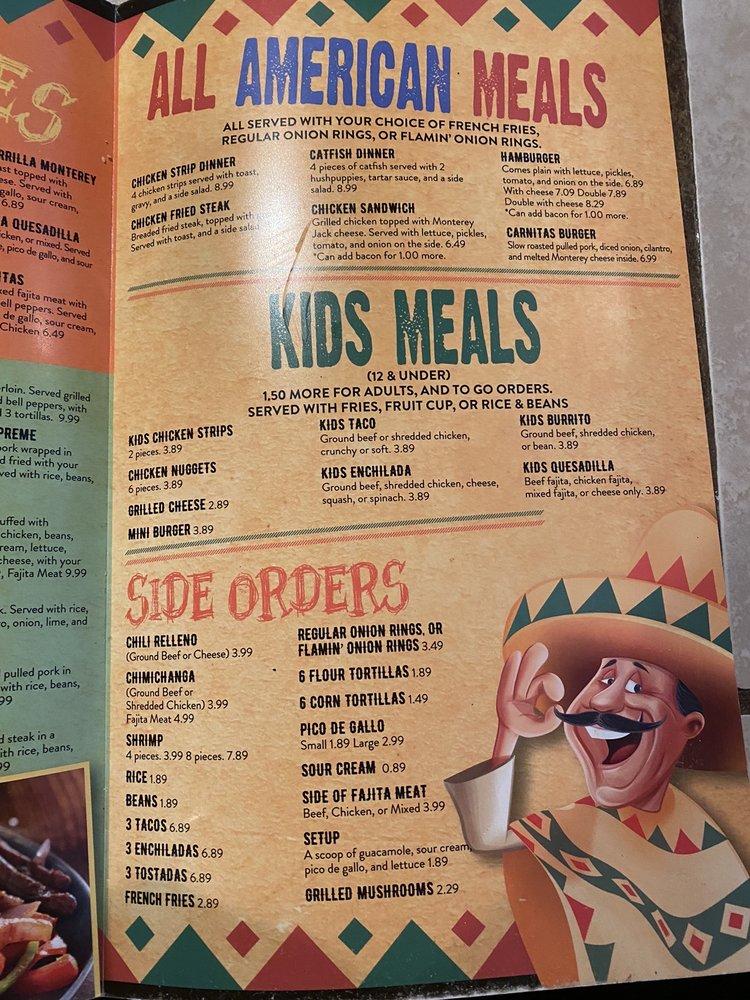 Menu at El Rancho Mexican Grill restaurant, Talihina
