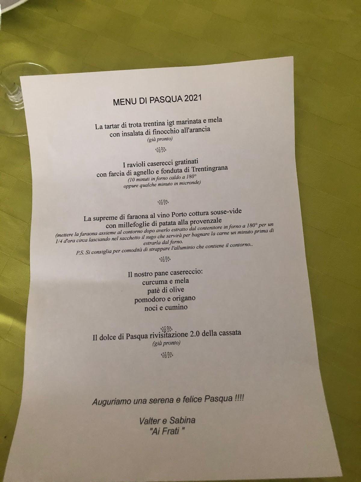 Menu da Osteria Pizzeria Ai Frati, Trento