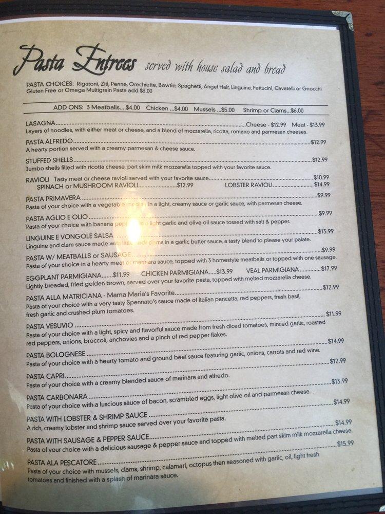 Menu at Spennato's Ristorante & Pizzeria, Northfield, Northfield Rd