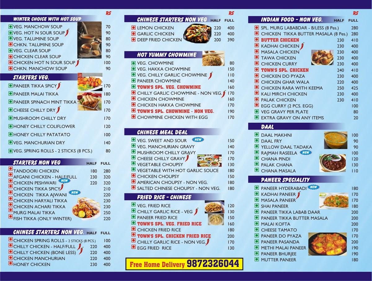 Menu at Town's King Fast Food, Chandigarh, Sector 44D