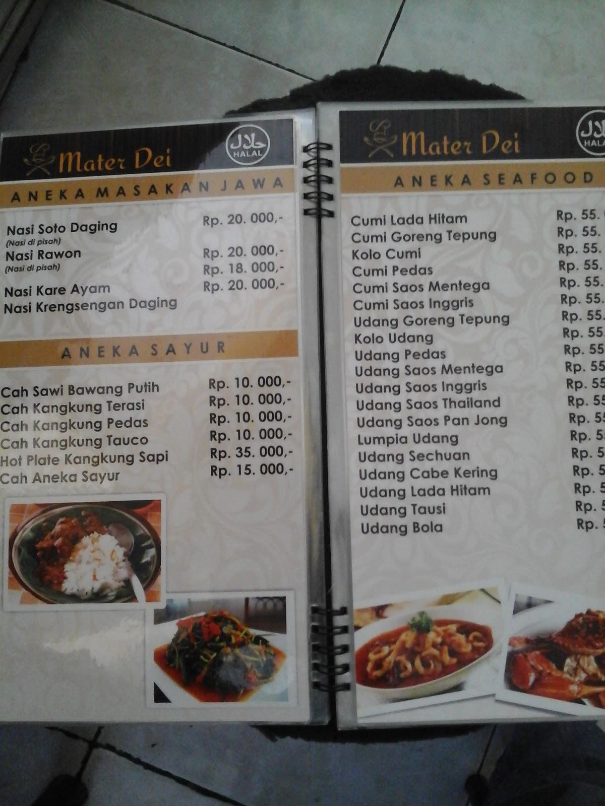 Menu at Depot Mater Dei restaurant, Lumajang