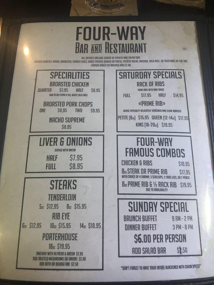 Carta de Four Way Bar & Restaurant, Suamico