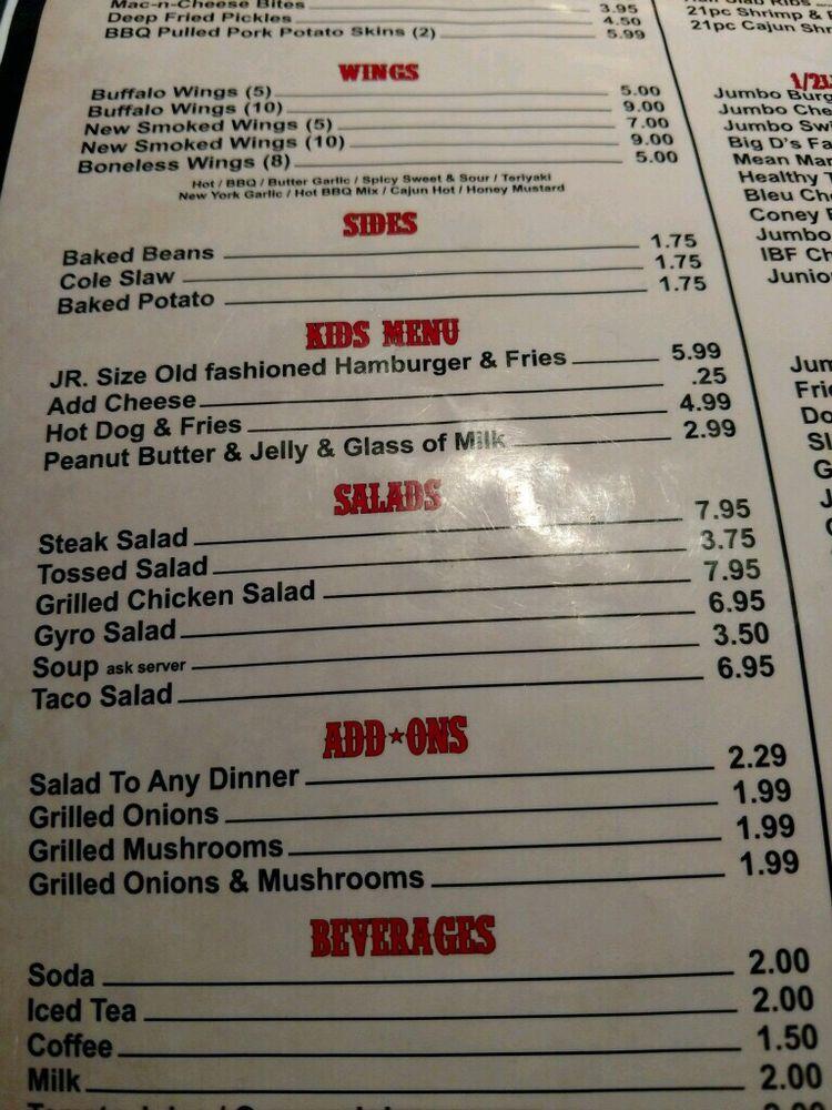 Menu at Main Street Saloon pub & bar, Akron