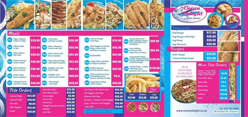 Menu at Ocean Delight restaurant, New Germany