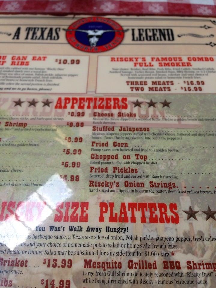 Menu at Riscky's BAR-B-Q, Fort Worth, 300 Main St