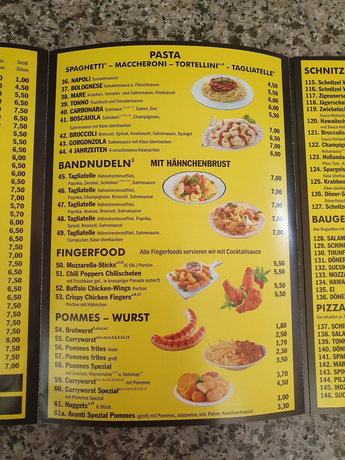 Menu at Avanti Pizza & Döner, Kamen