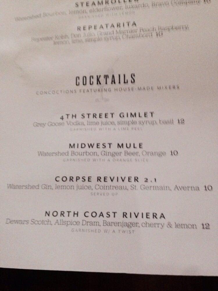 Menu at Butcher and the Brewer pub & bar, Cleveland