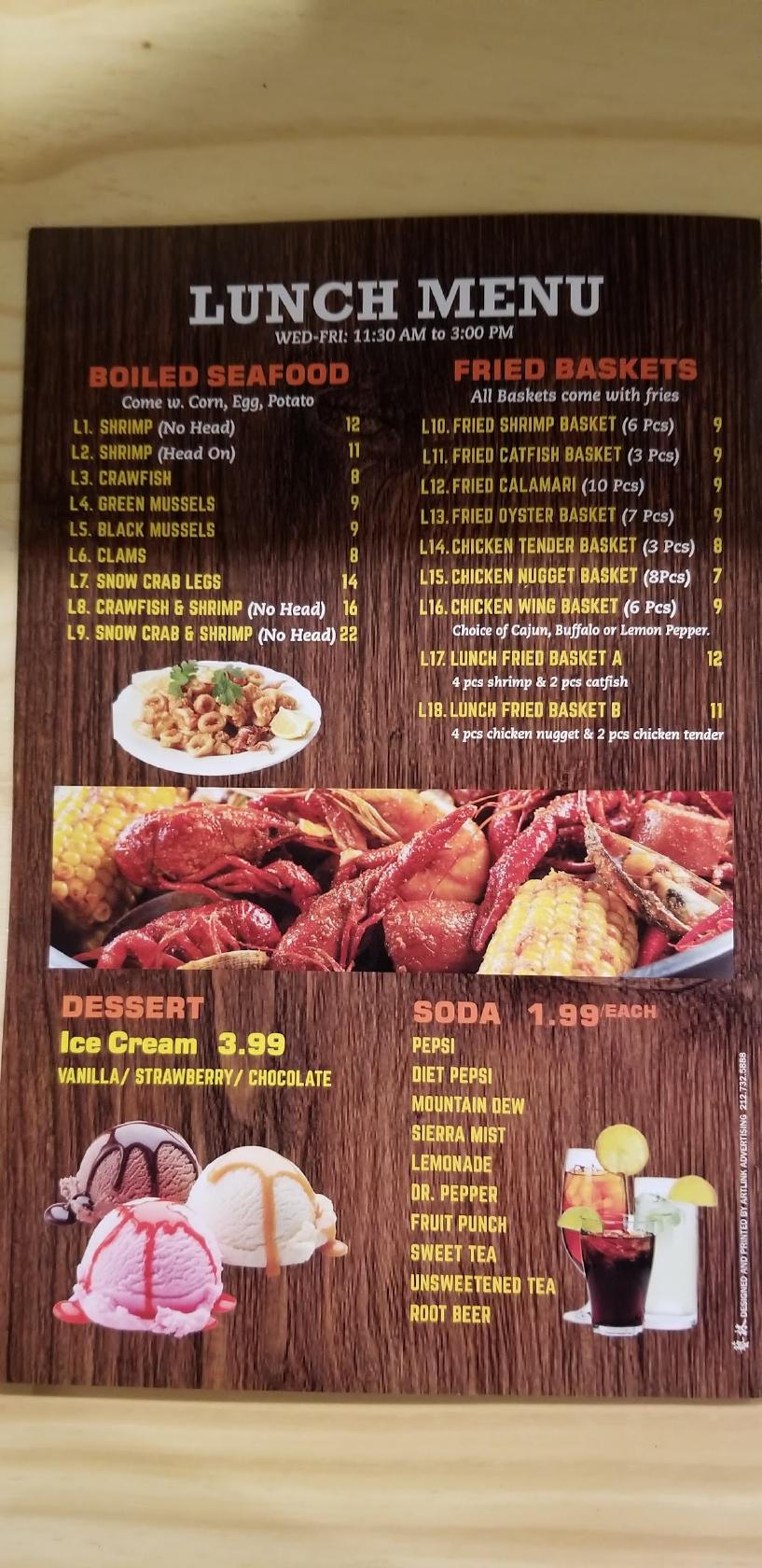 Menu at Crazy Crab restaurant, Wichita, 779 N West St