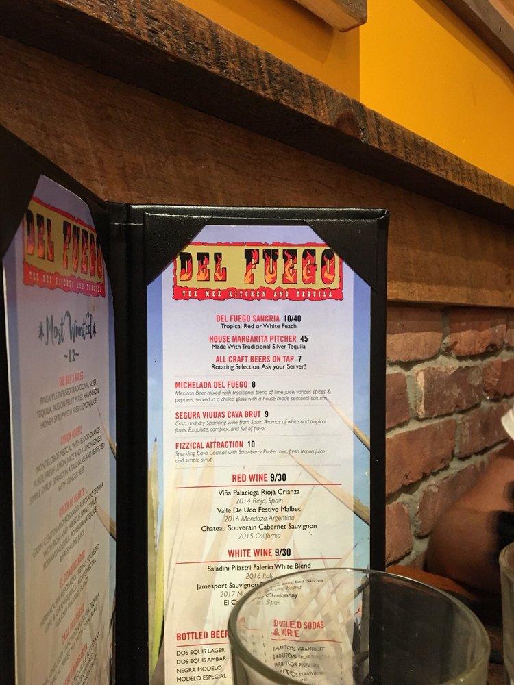 Menu at Del Fuego restaurant, East Northport